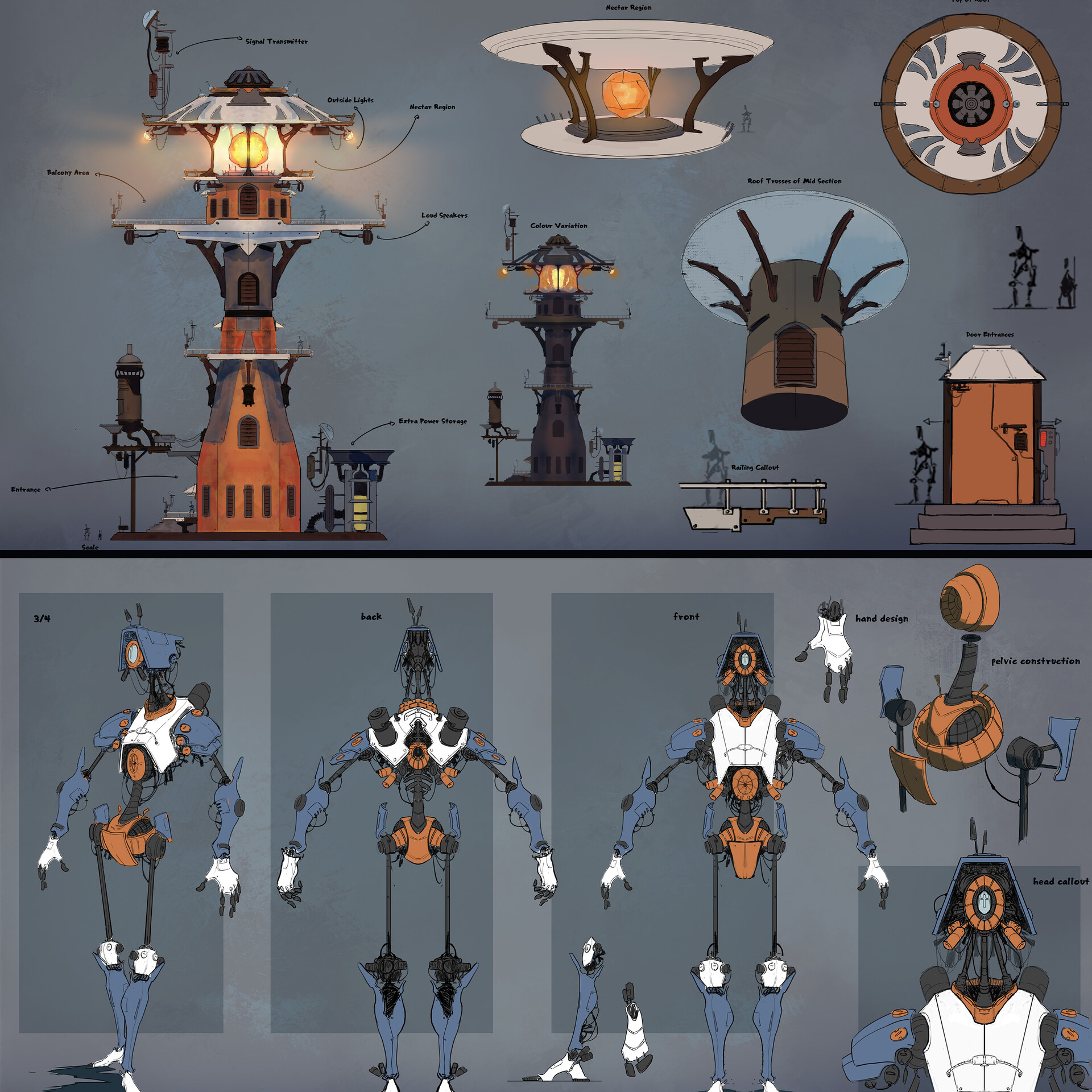 ArtStation - Watch Tower + Robot Design (Nectar)