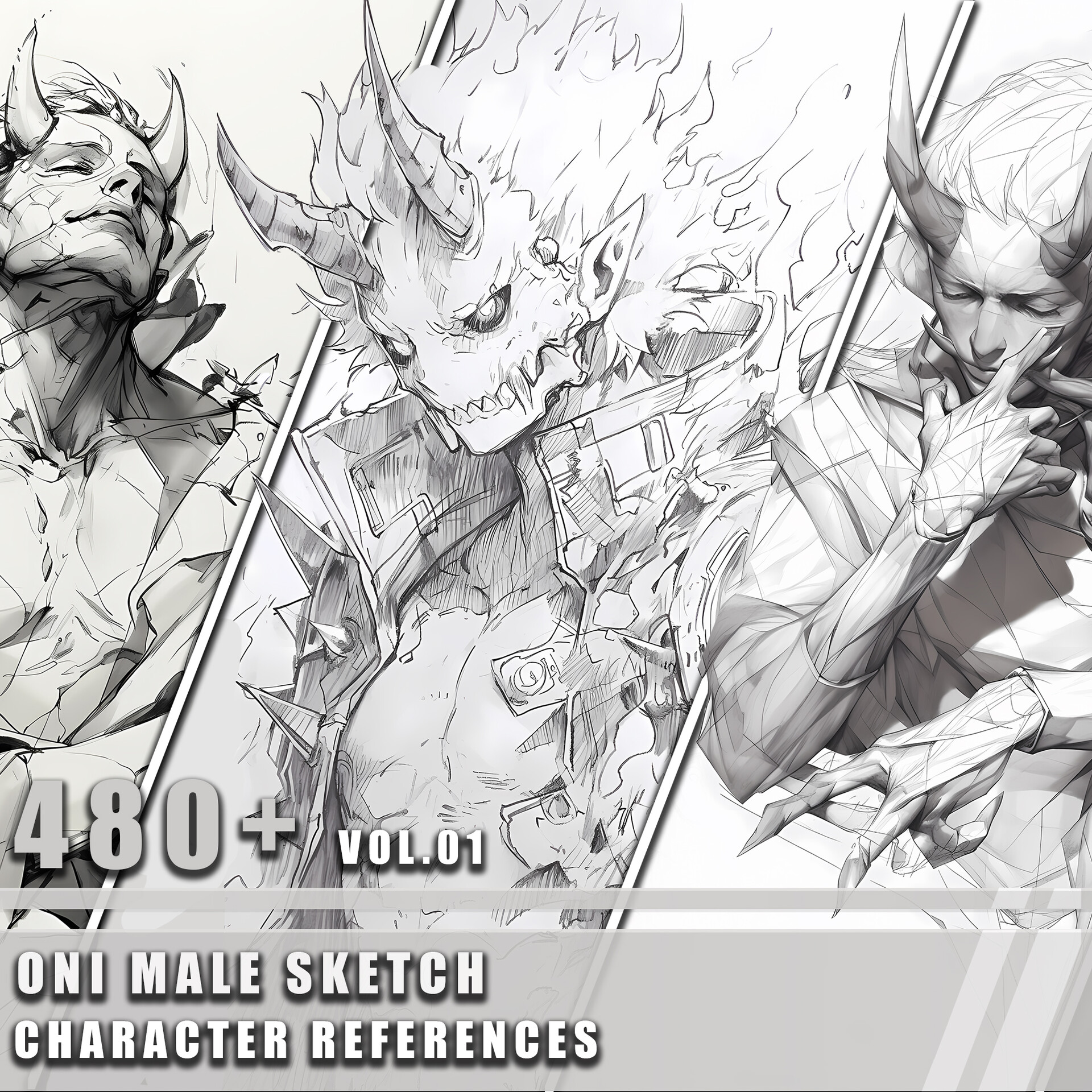 ArtStation - 480+ Oni Male Sketch - Character References Vol.01