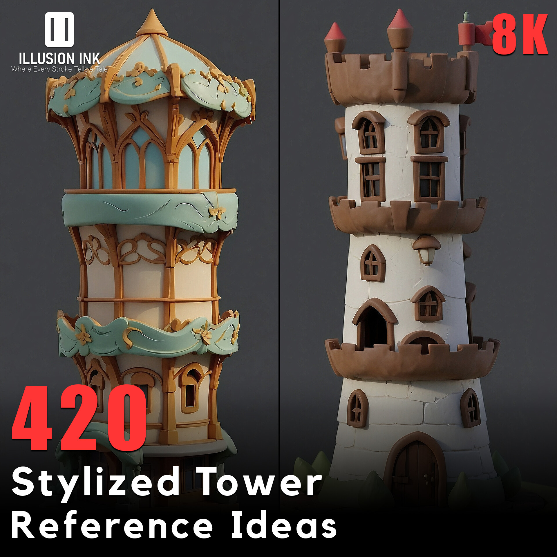 ArtStation - 420 Stylized Tower Reference Ideas | 8K