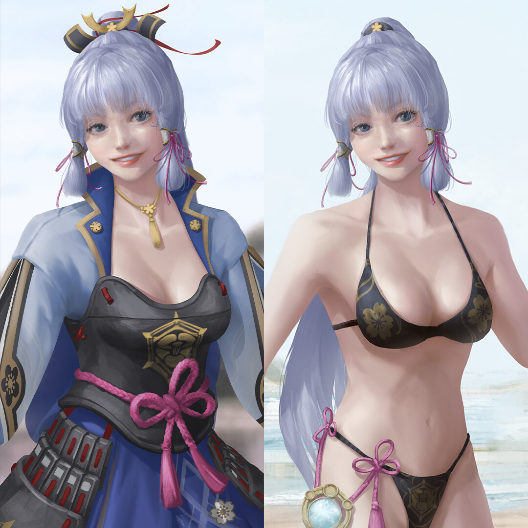 ArtStation - Kamisato Ayaka (Genshin Impact Fan Art) + Swimsuit Version