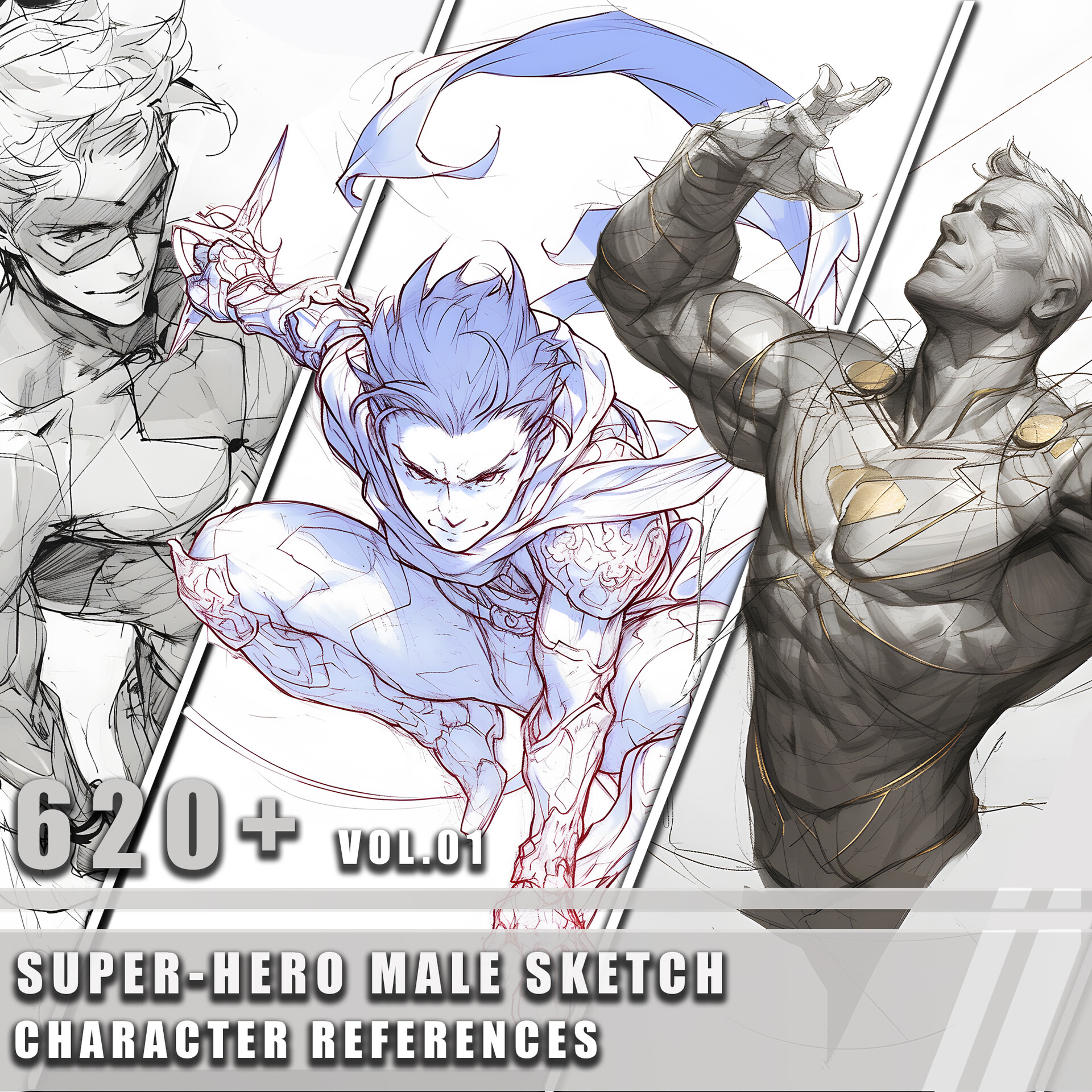 ArtStation - 620+ Super-Hero Male Sketch - Character References Vol.01
