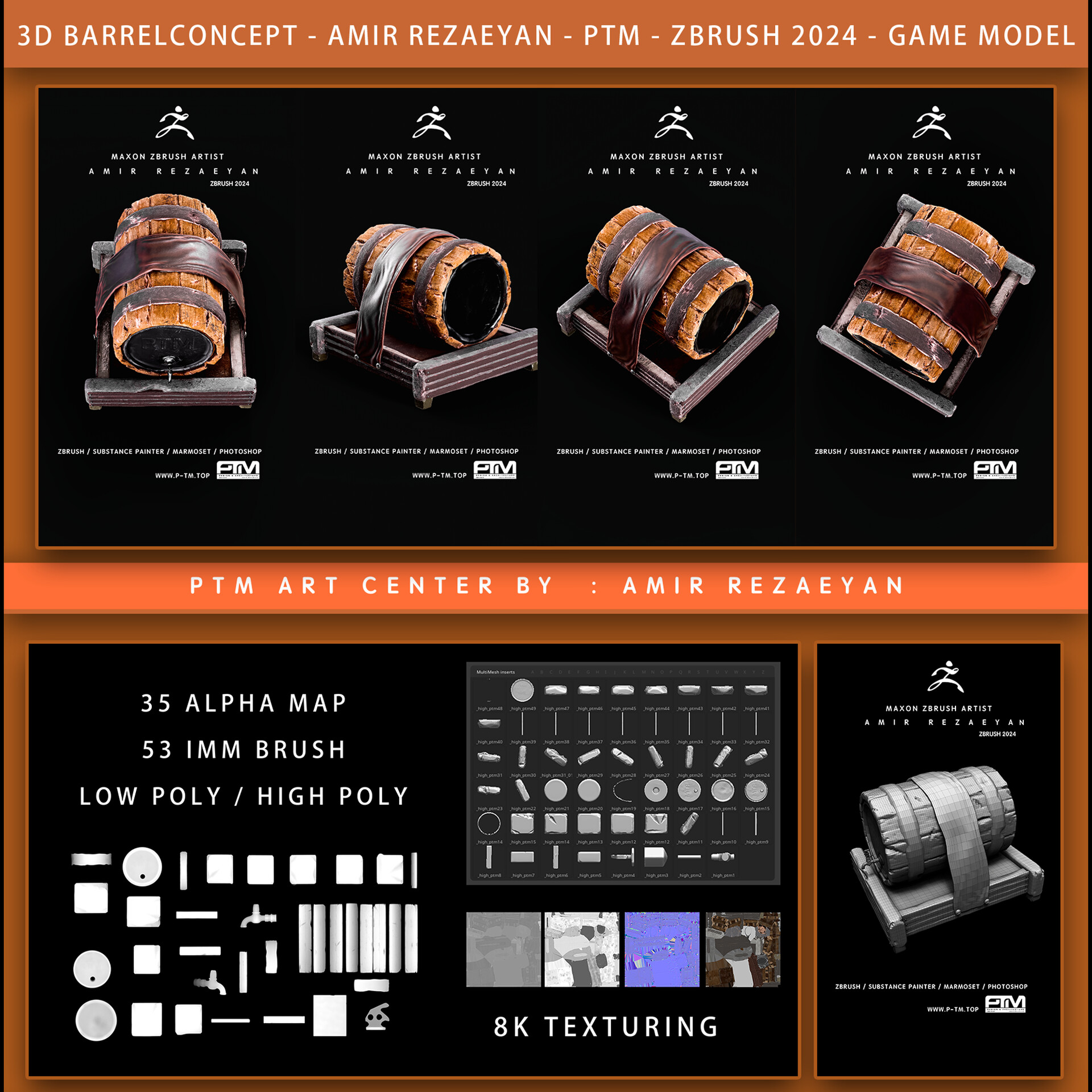 ArtStation - Barrel - ( Game ) 3d Model - PTM - Amir Rezaeyan