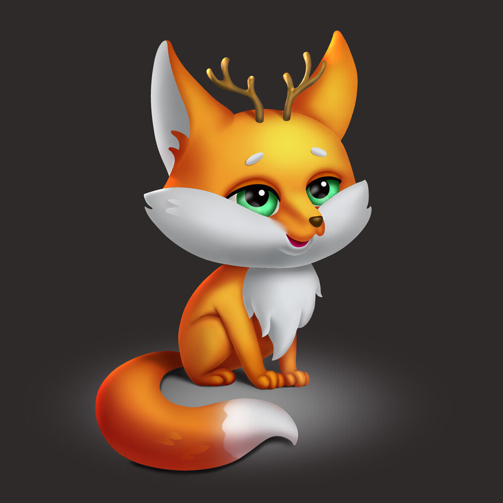 ArtStation - Casual character Pet - Little fox - 2d art