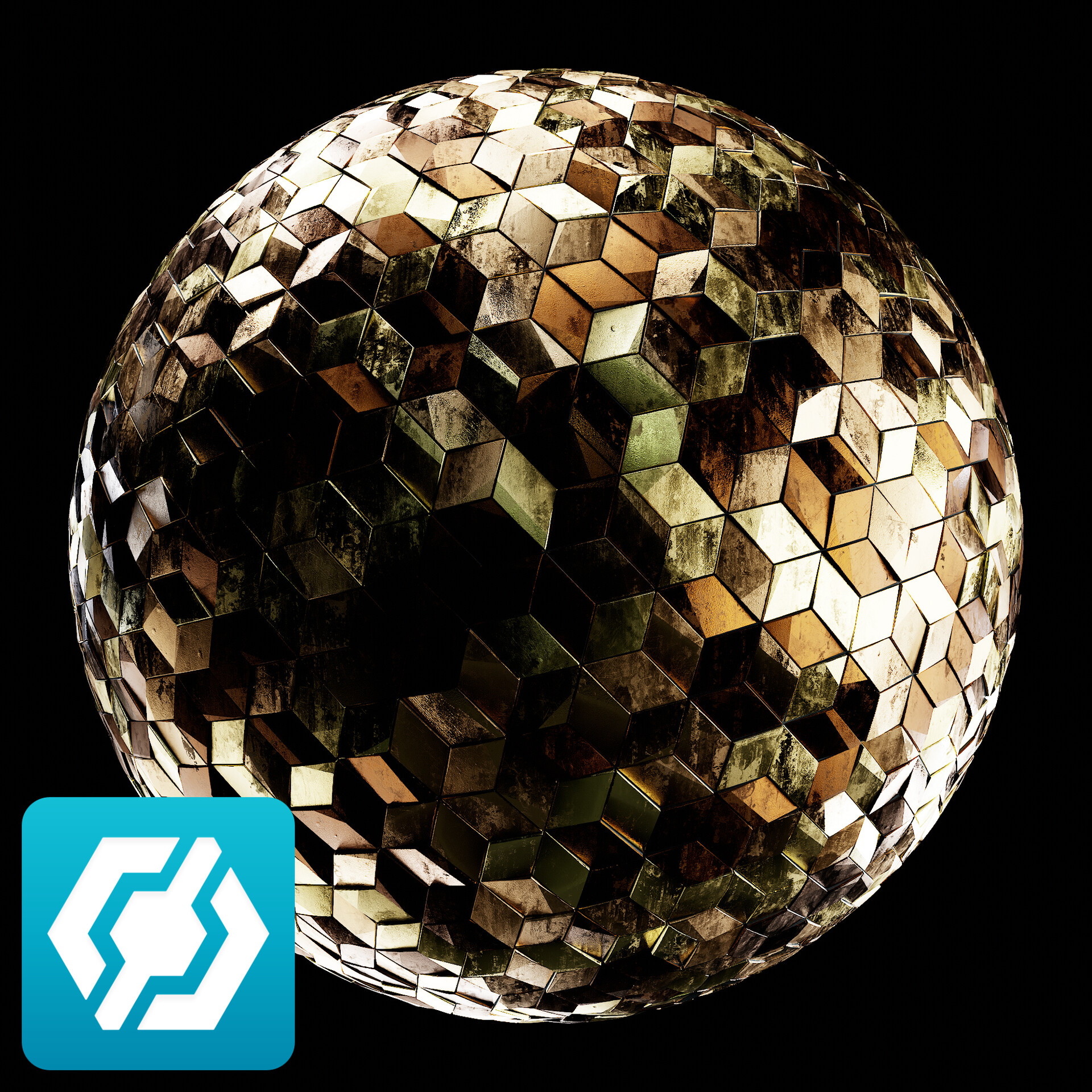 ArtStation - Metallic Tiles Cubes Isometrics