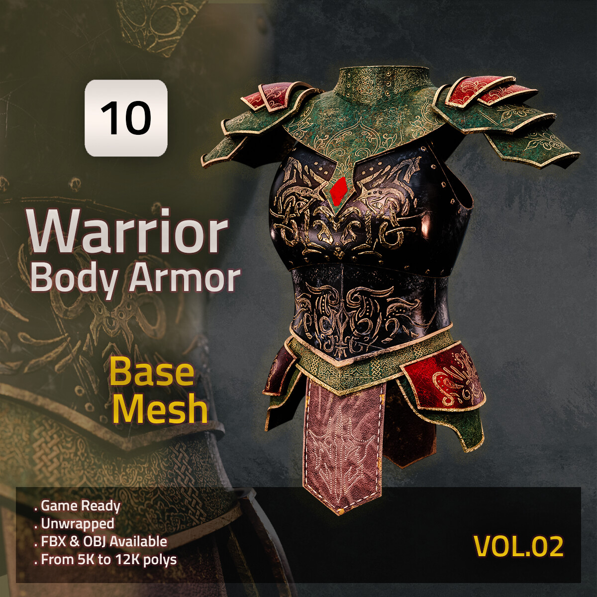 ArtStation - 10 Warrior Body Armor BASE MESH
