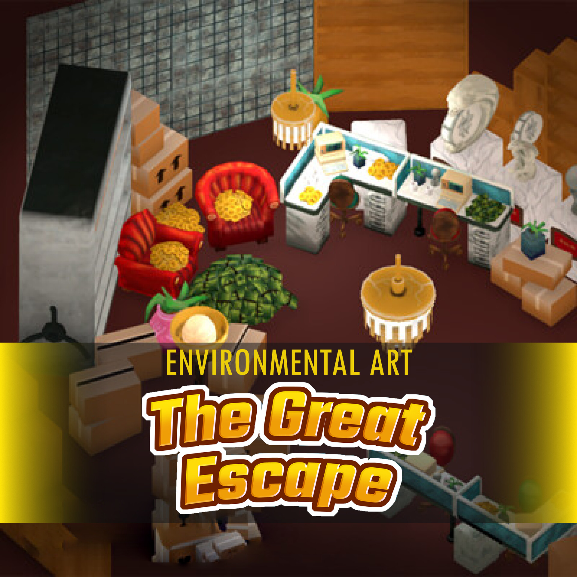 ArtStation - Selected props for XAMK GameWall Project The Great Escape