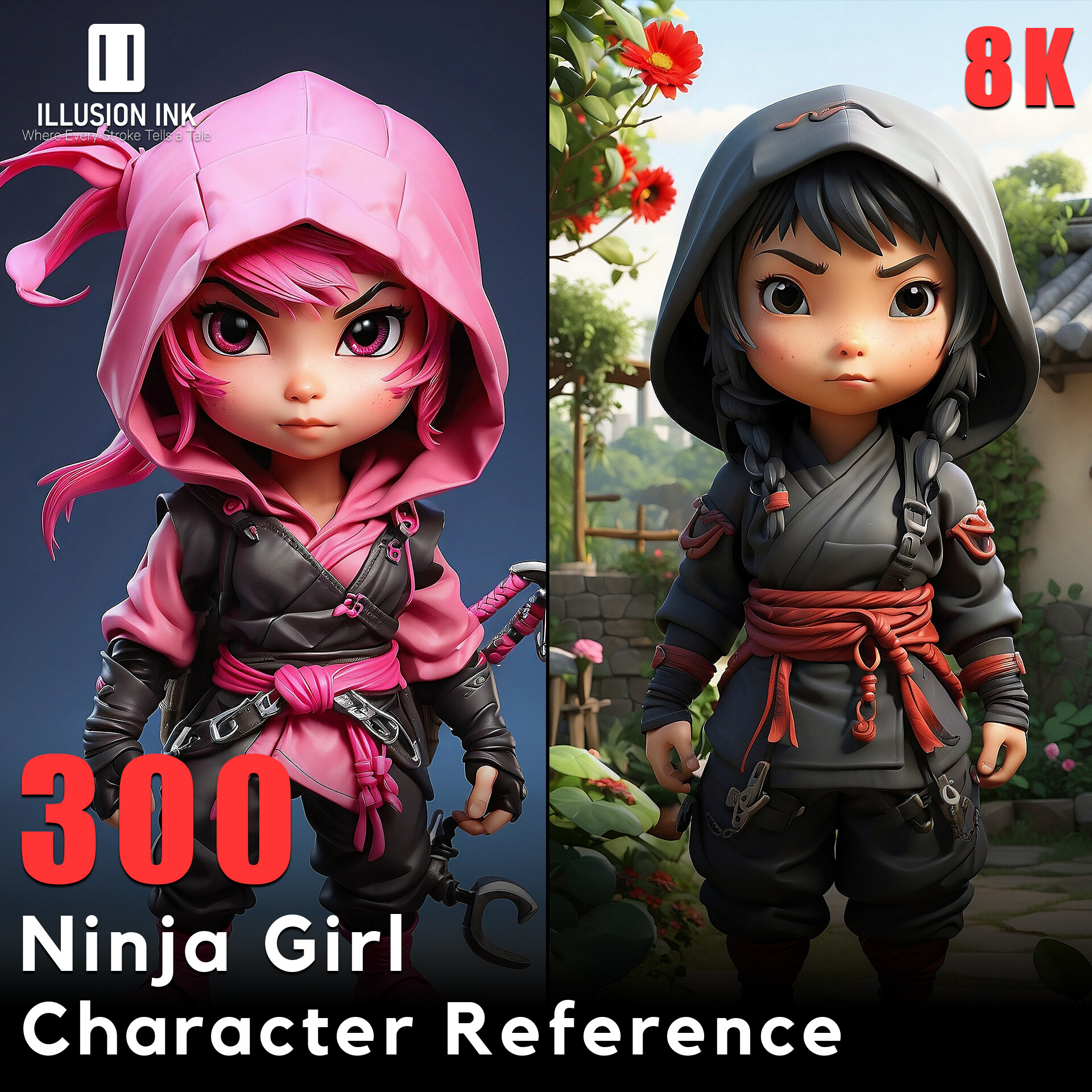 ArtStation - 300 Ninja Girl Characters | 8K