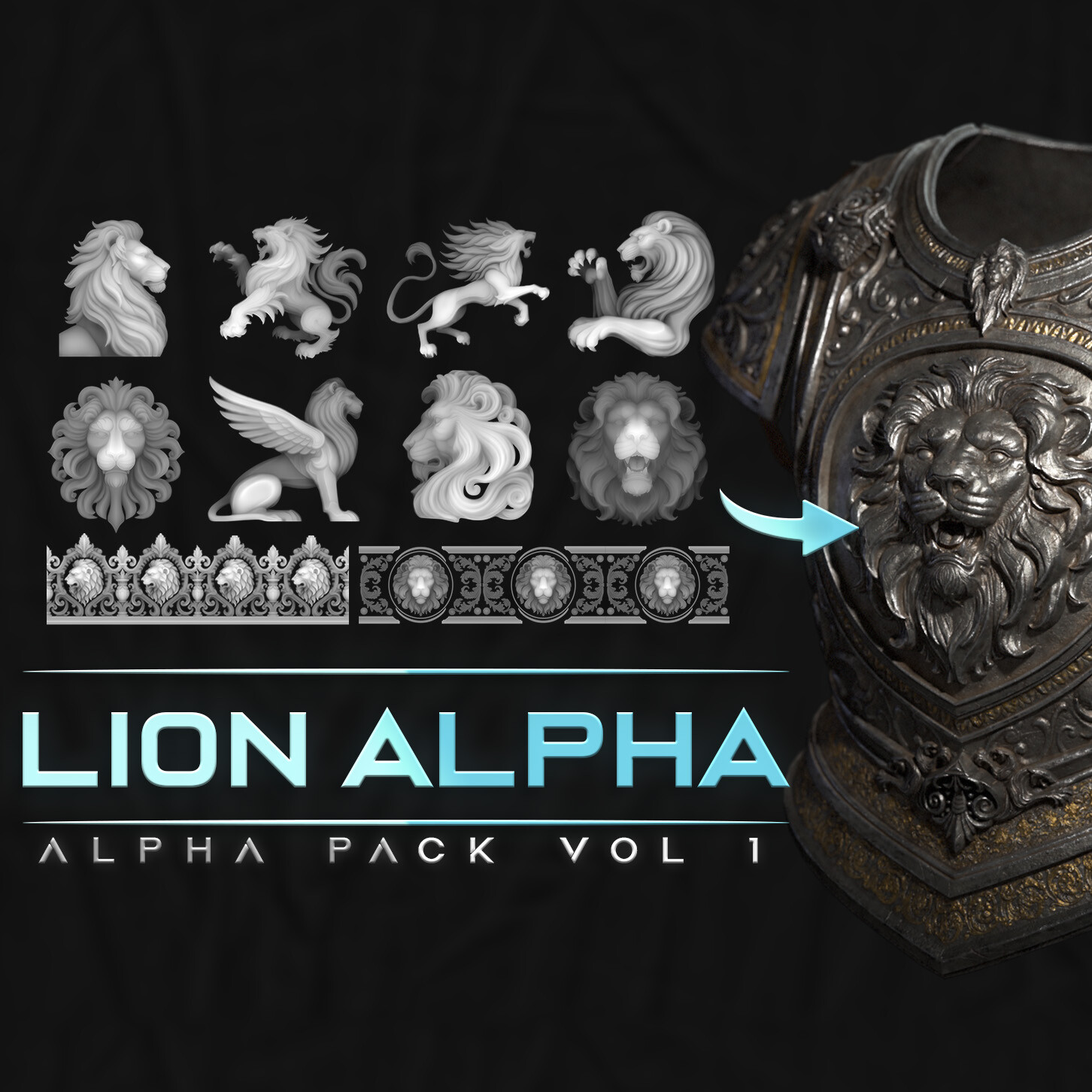 ArtStation - 35 Lion Alpha - HQ 4K Alpha/Trim - vol.1