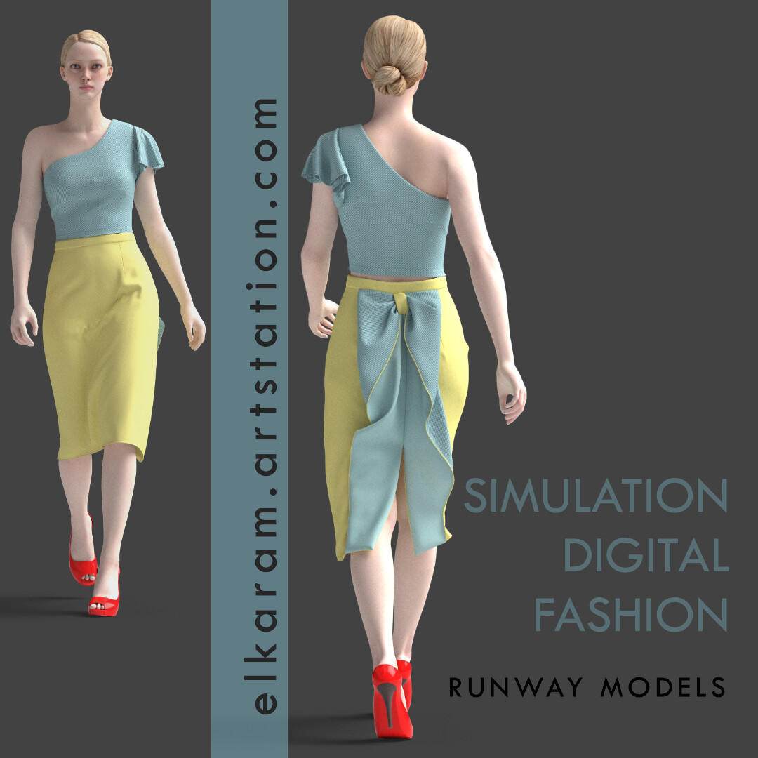 ArtStation - Costume simulation digital fashion (top, blouse, skirt)