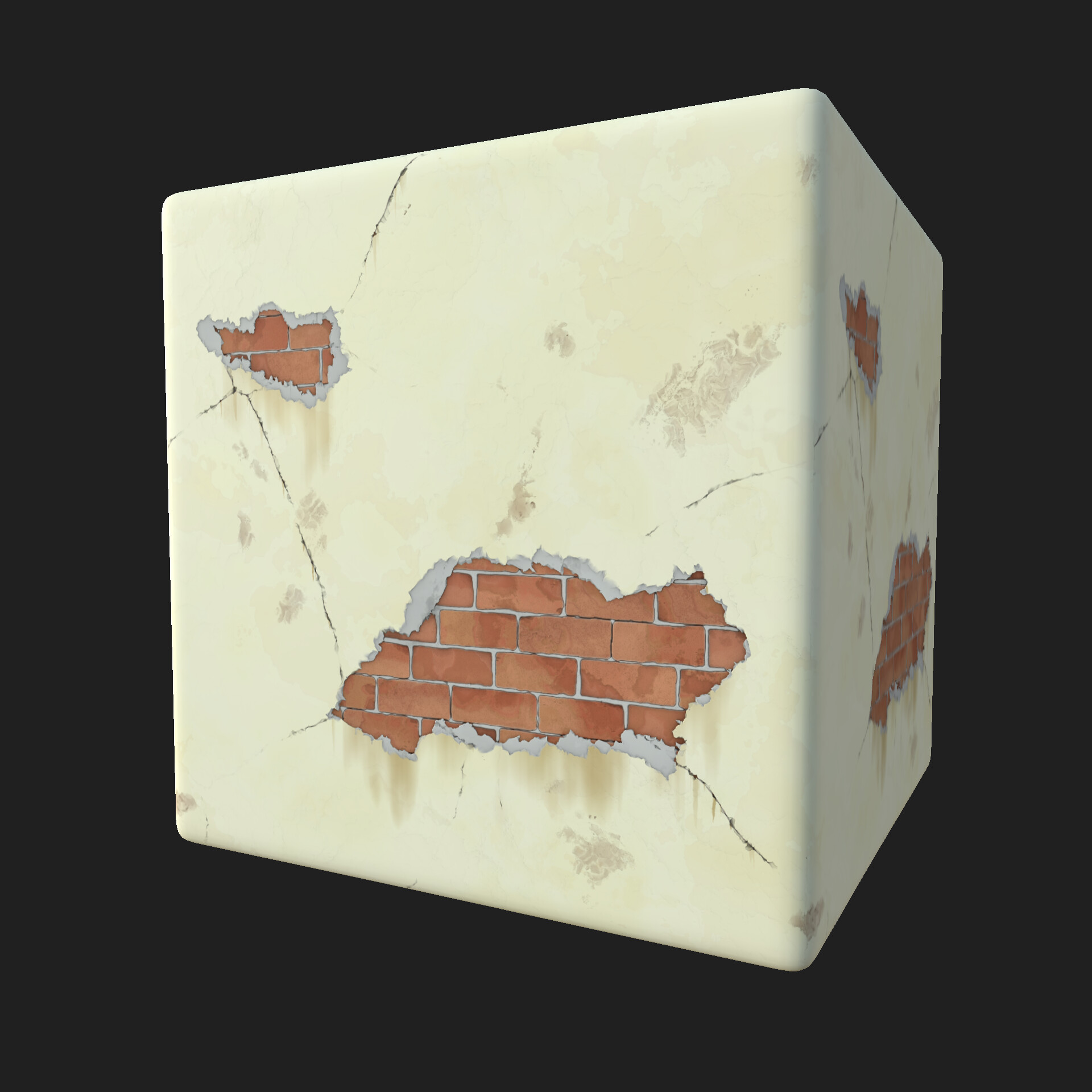 ArtStation - Damaged Plaster Brick Wall Material