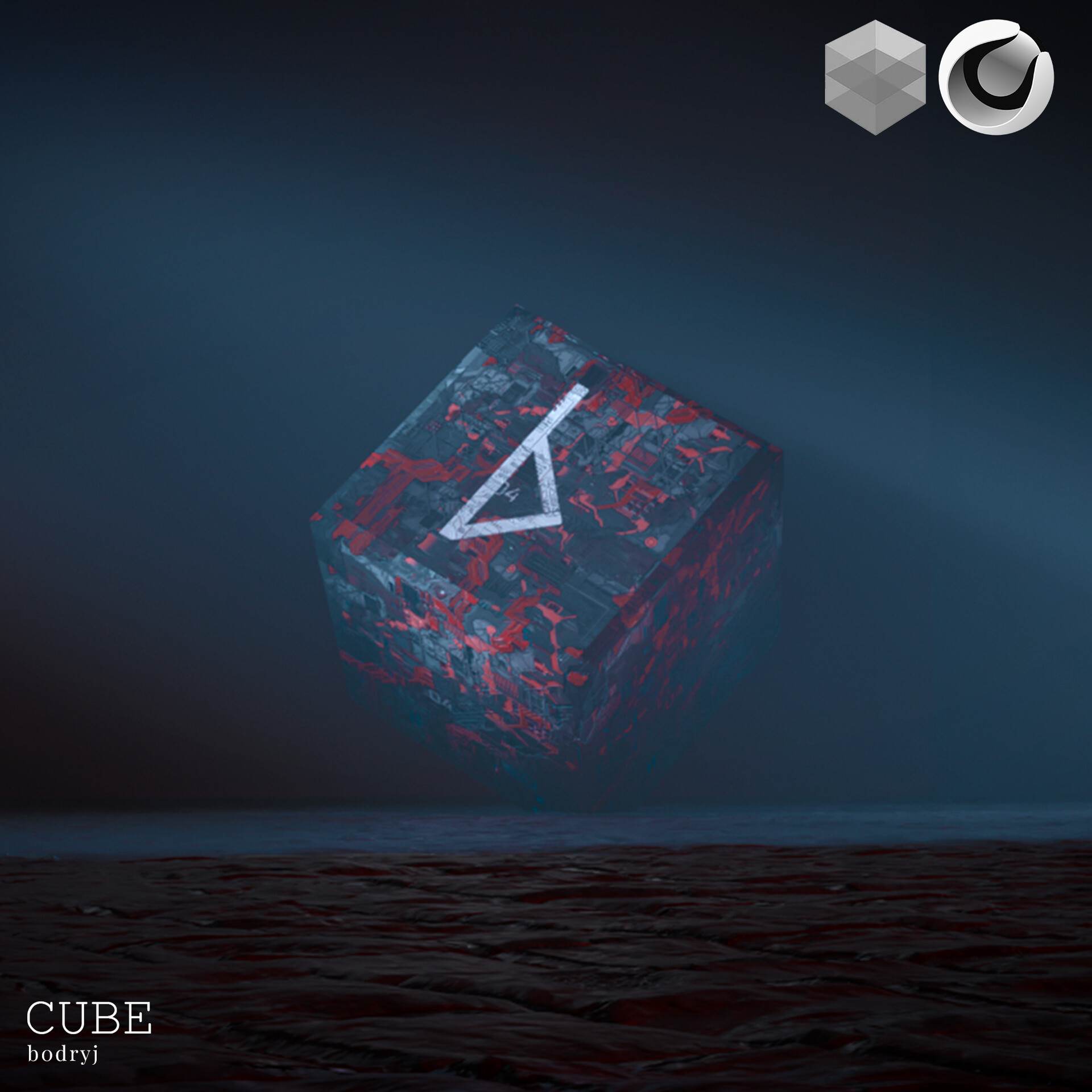 ArtStation - my logo on cube with volume light