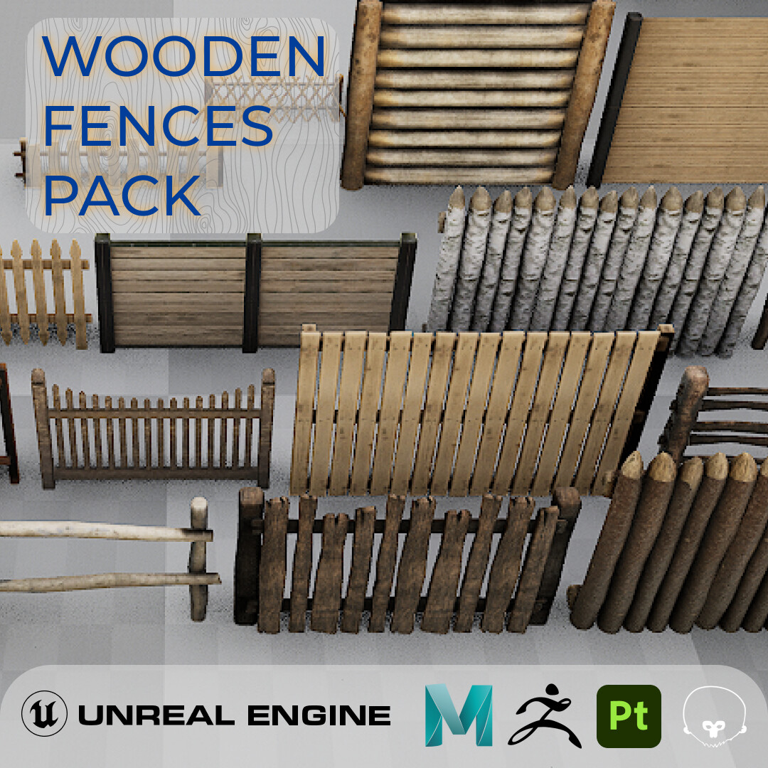ArtStation - Wooden Fence 3D Game ready Pack