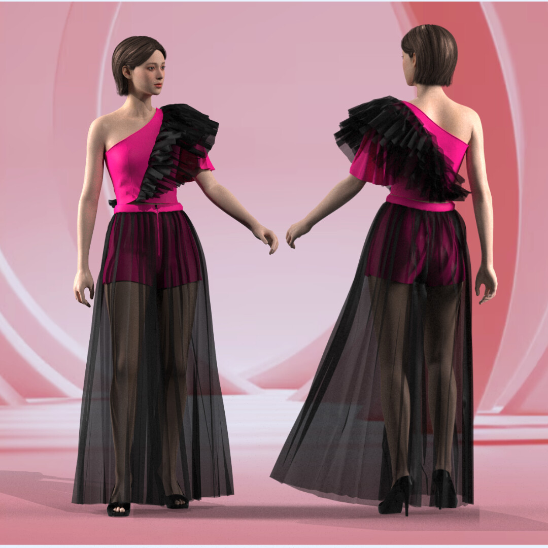 ArtStation - Simulation in CLO3D, evening dress