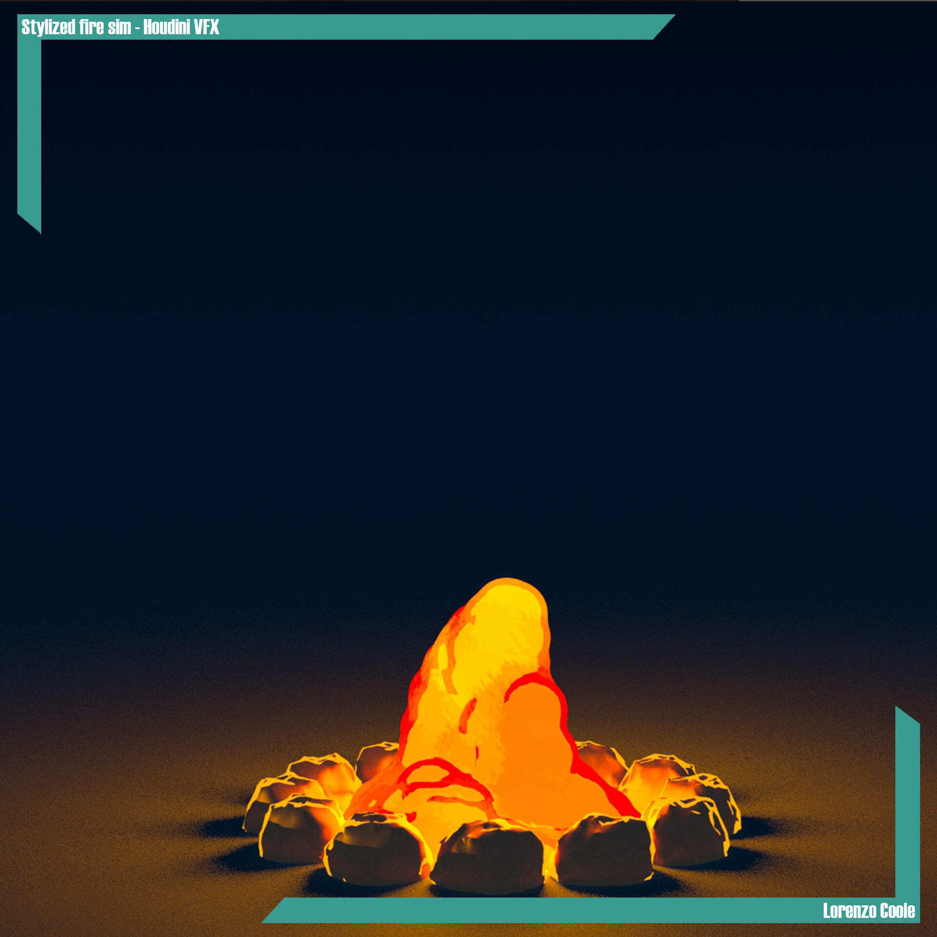 ArtStation - Stylized campfire Houdini sim