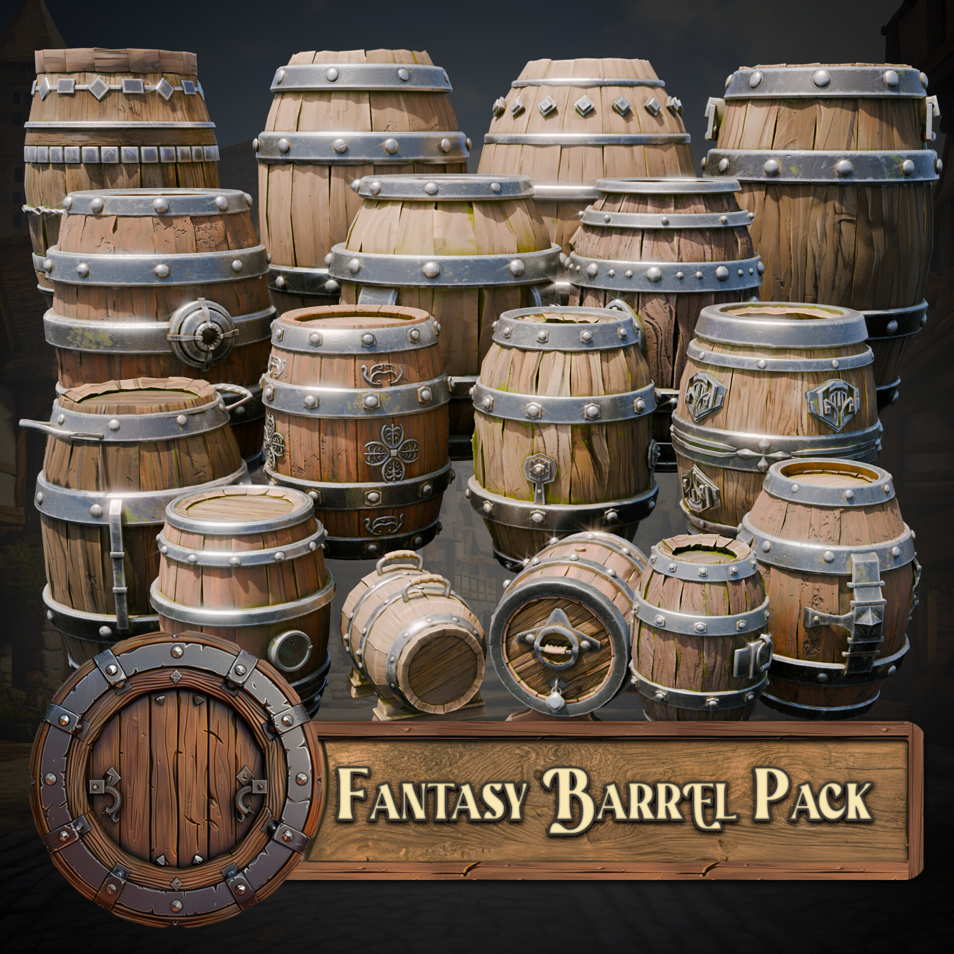 ArtStation - Blender 20 Massive Fantasy Barrels Asset Pack