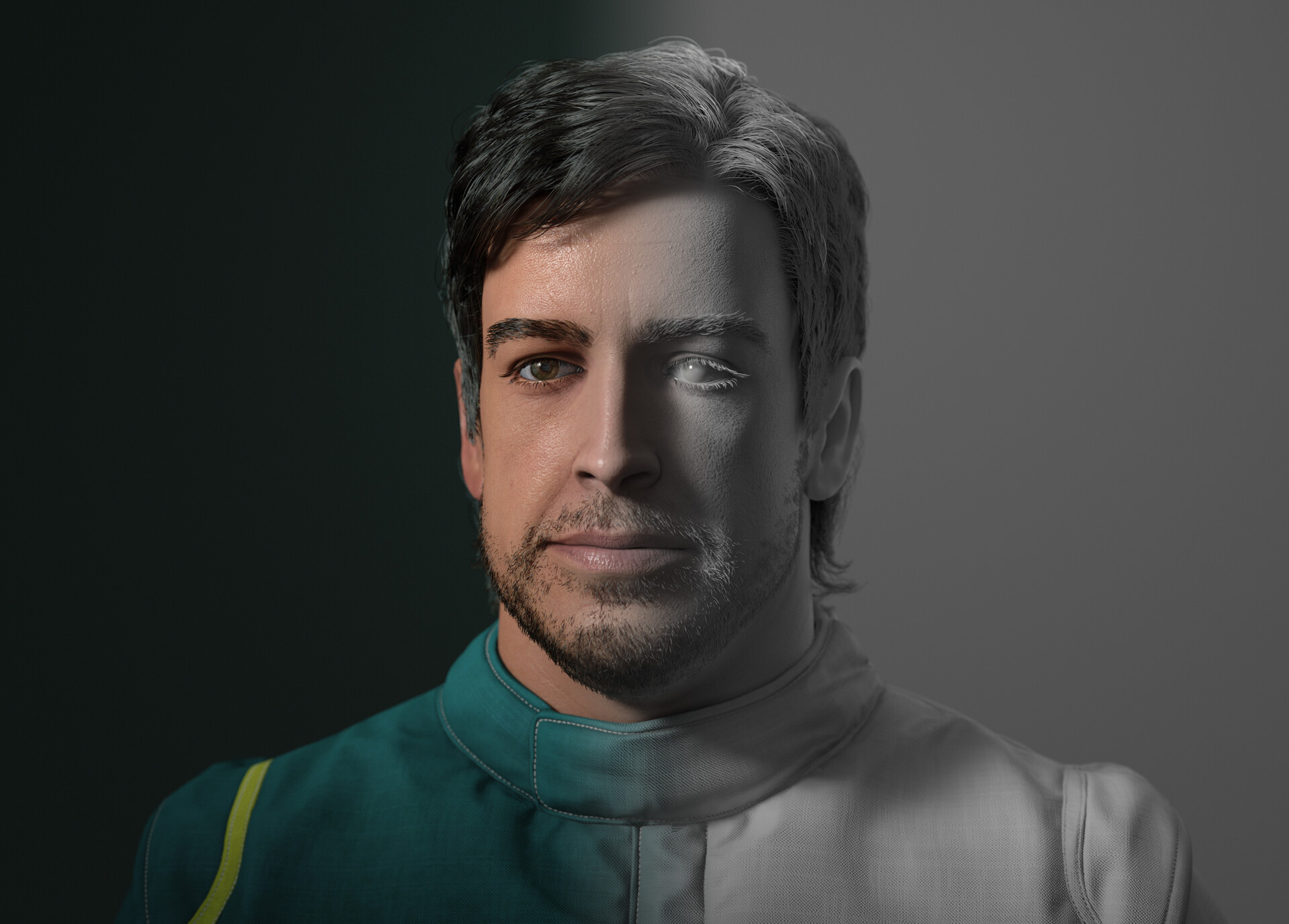 ArtStation - Fernando Alonso 3D Portrait