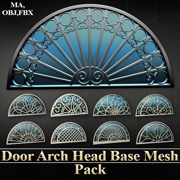 ArtStation - 60 Door Arch Head Base Mesh Pack
