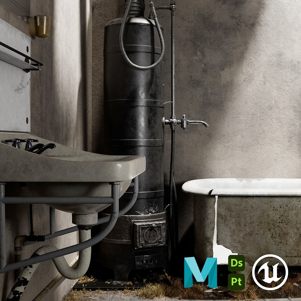 ArtStation - Abandoned Bathroom