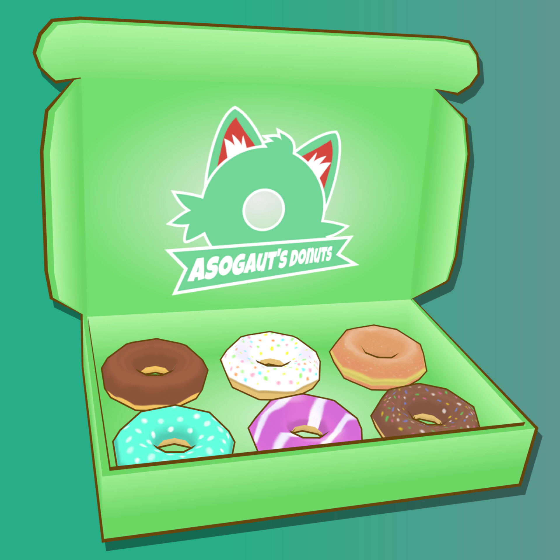 ArtStation - A box of six low poly donuts