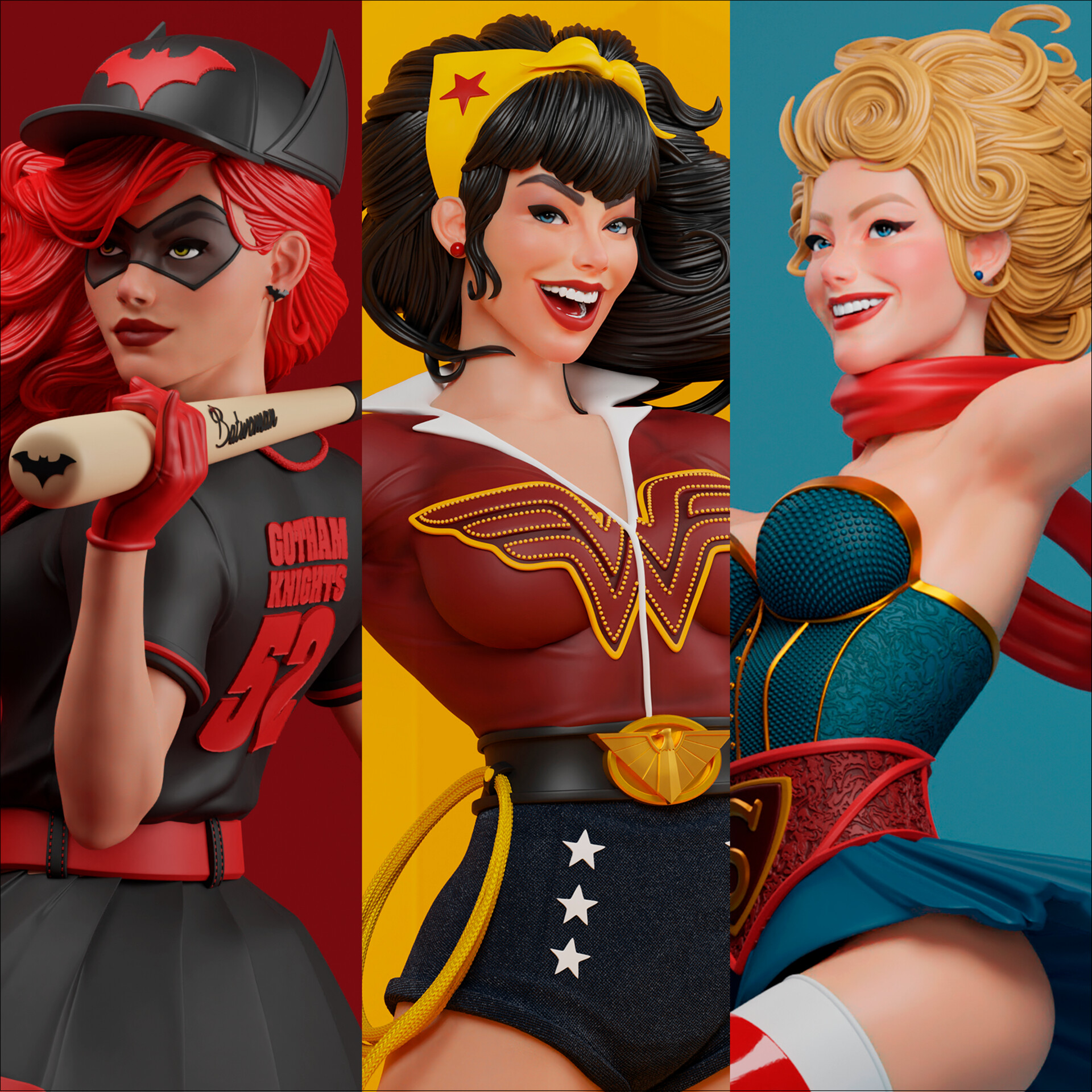 ArtStation - Bombshell - DC (SuperGirl-WonderWoman-Batwoman)
