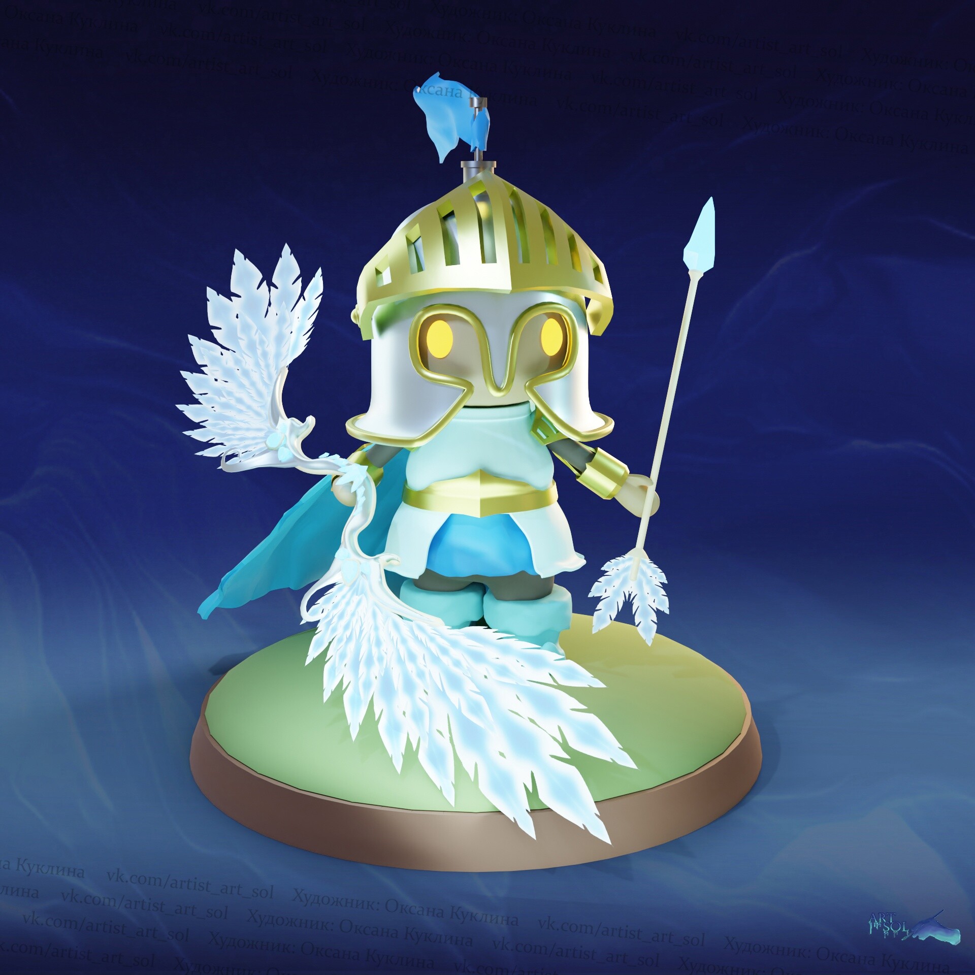 ArtStation - My chibi knights of the four elements in Blender