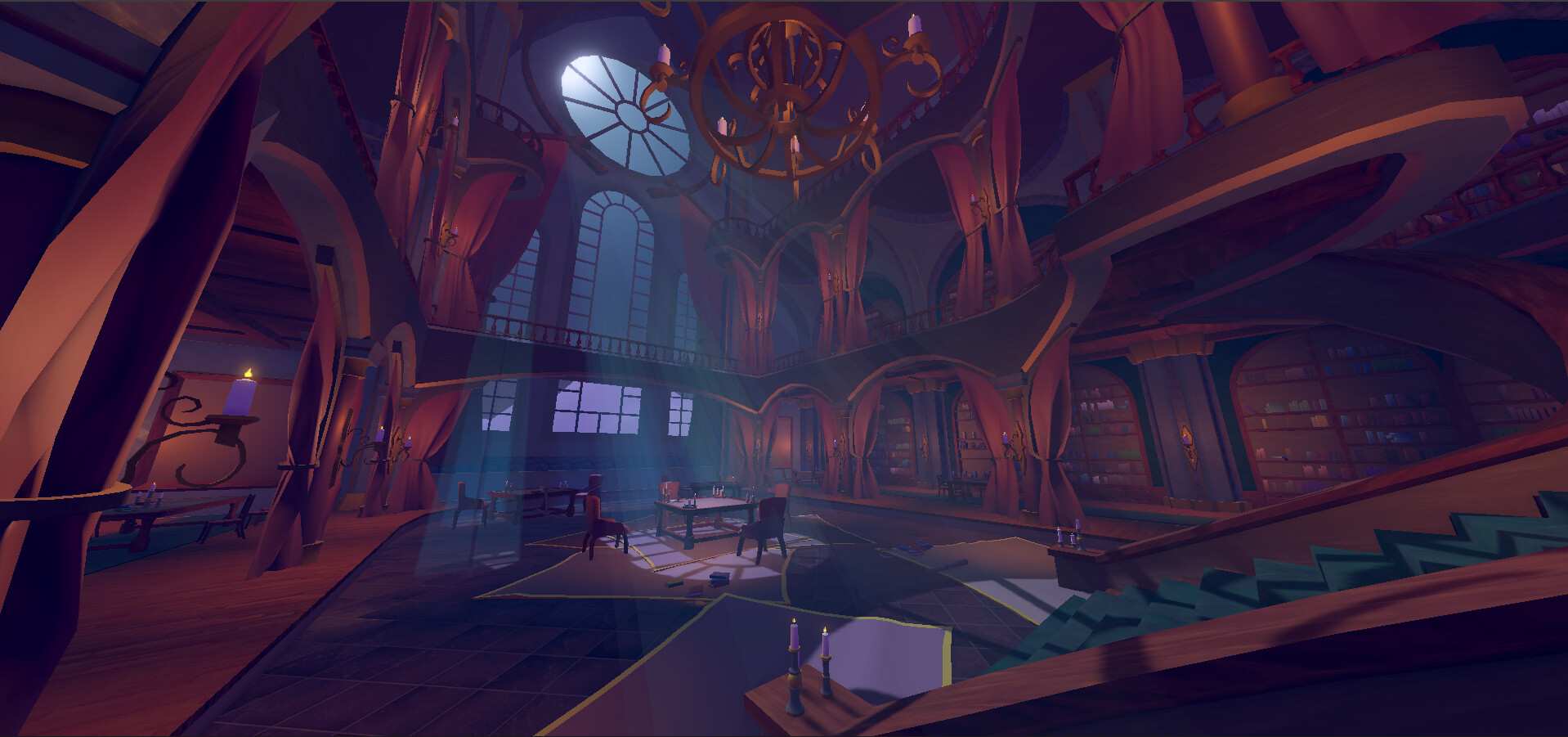 ArtStation - Dark Academia Library || Stylized 3D Environment Scene
