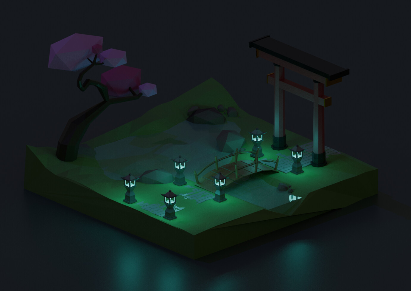 ArtStation - Night-Time Shrine