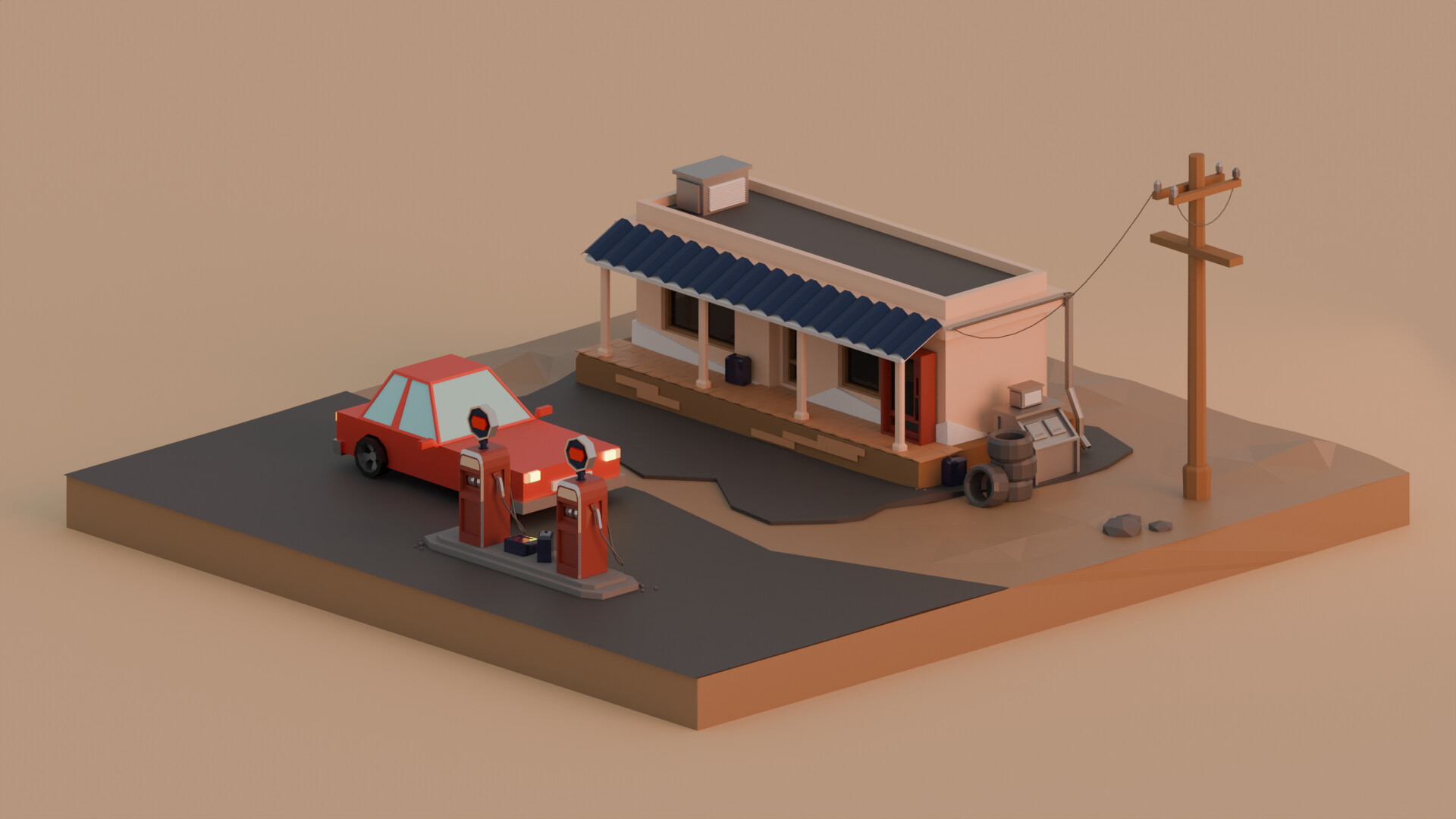 ArtStation - Low-Poly Gas Station