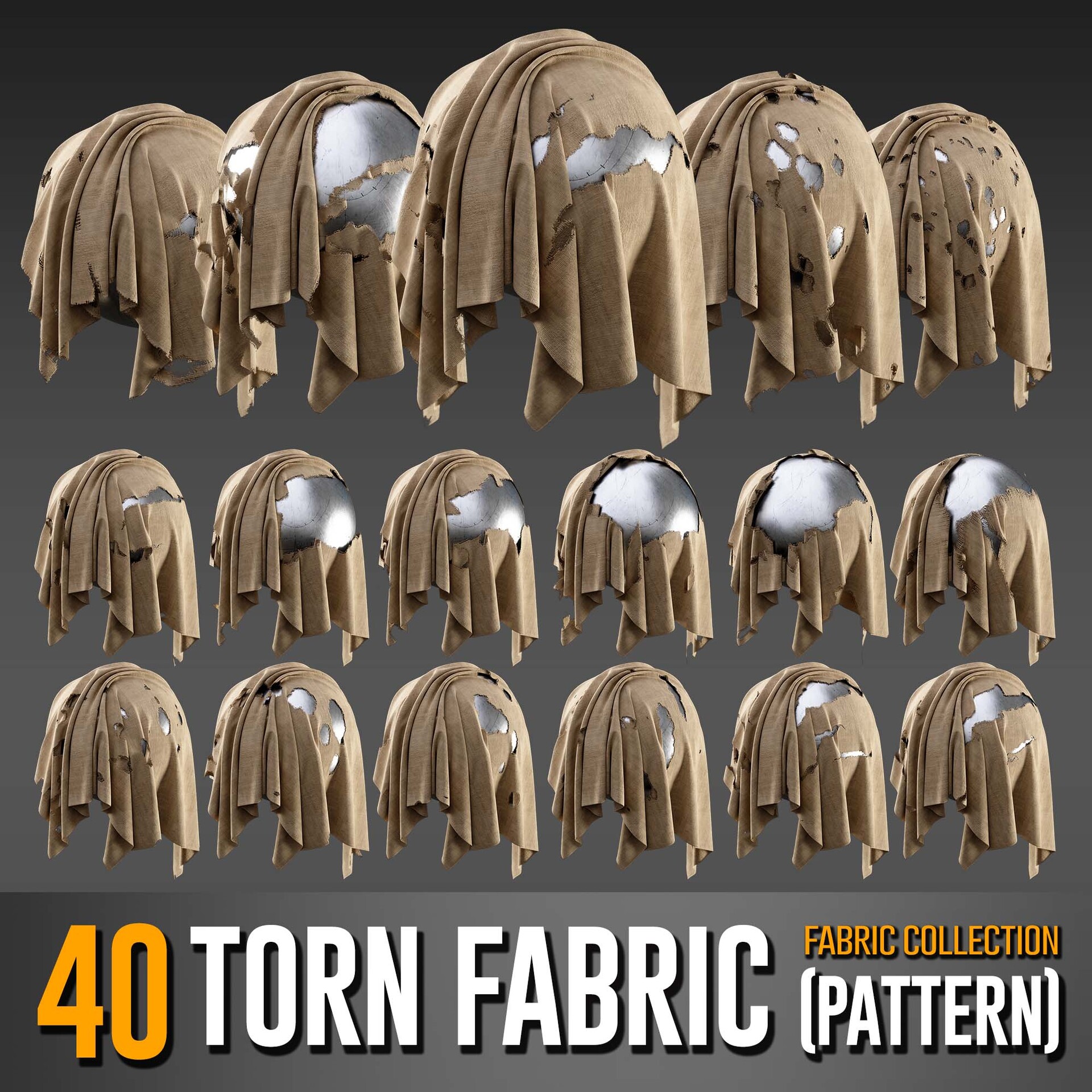 ArtStation - 40 Torn fabric Collection- VOL 04
