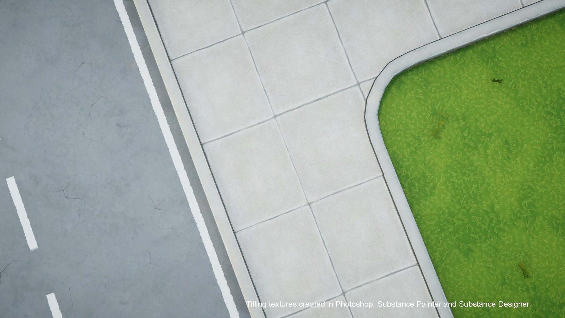 ArtStation - Stylized Road, Sidewalk and Grass