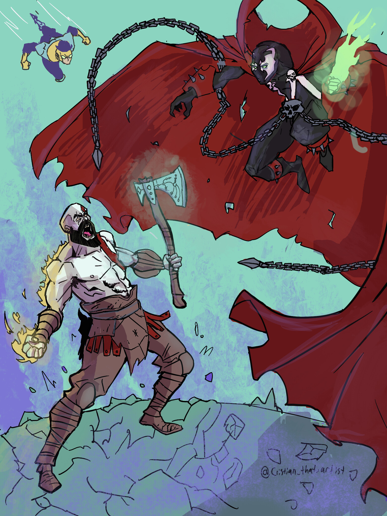 ArtStation - Spawn vs Kratos artwork