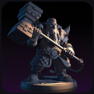 ArtStation - Pathfinder Figurine Miniature - Dwarf Fighter