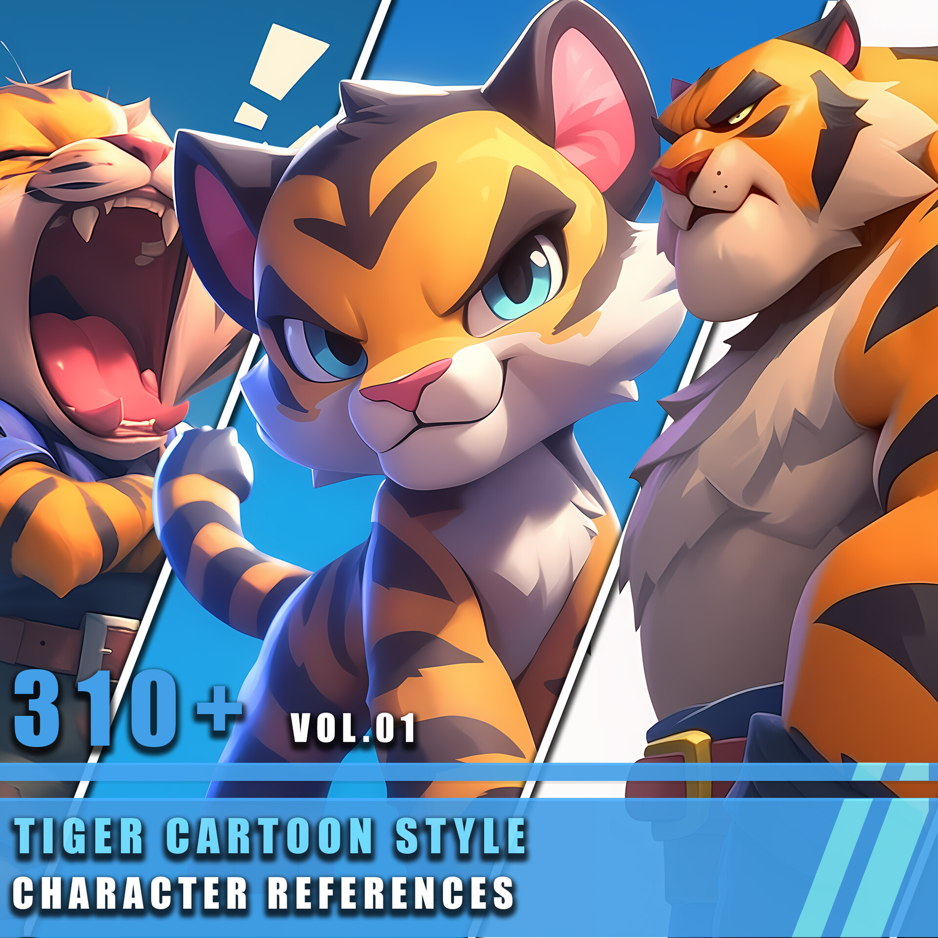 WaterLaw's Studio - 310+ Tiger Cartoon Style - Character References Vol.01