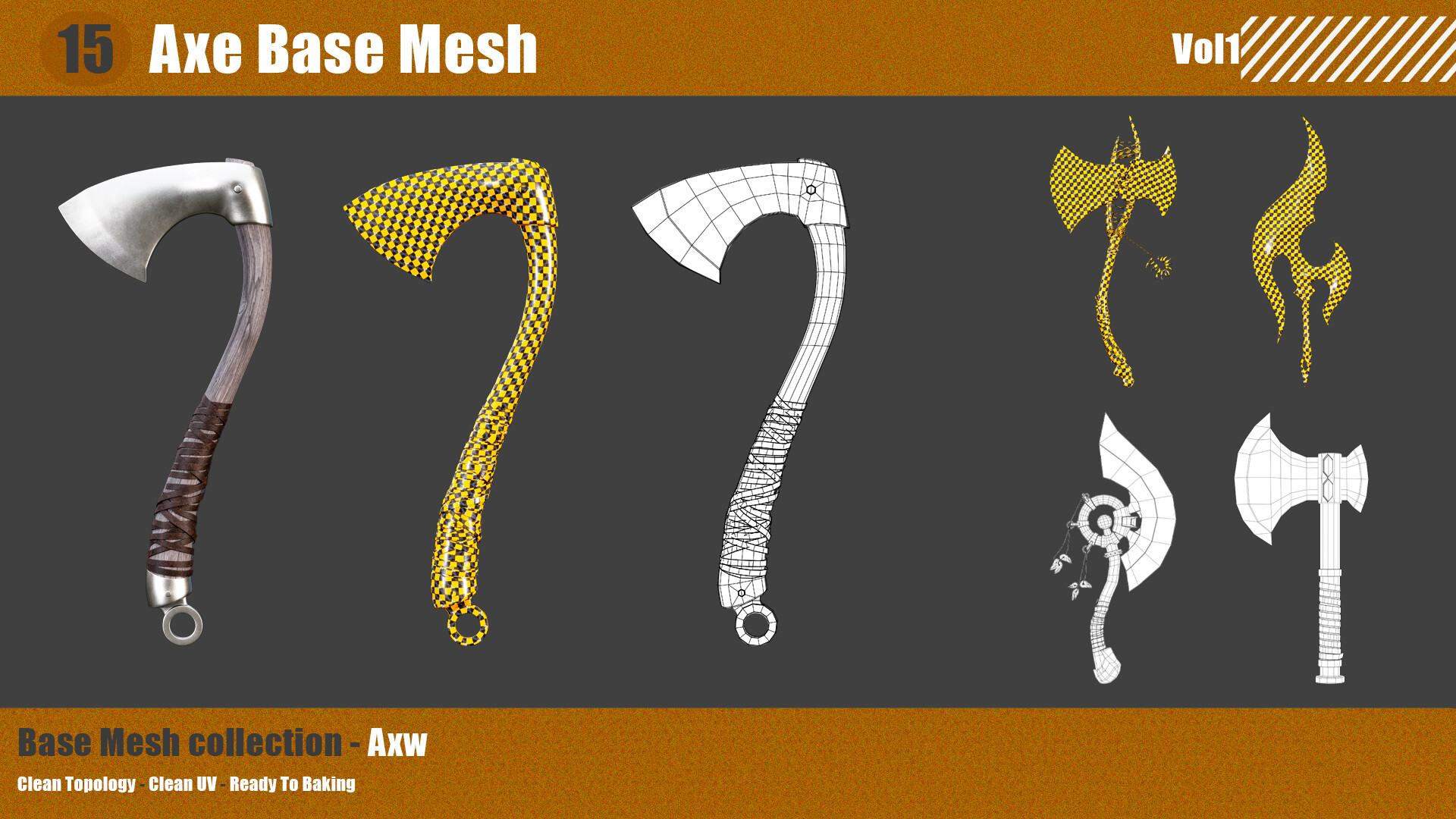 ArtStation - 15 Base Mesh Axe