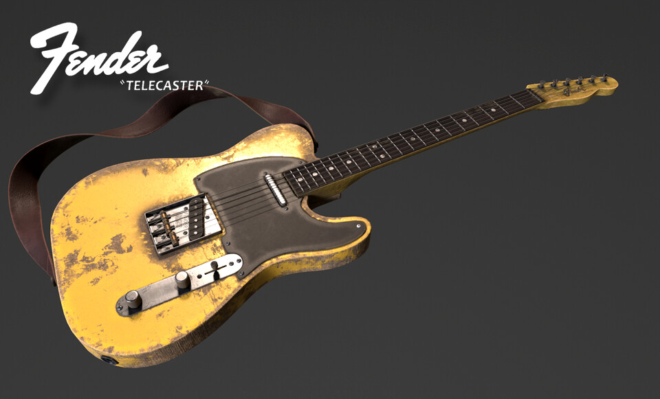 ArtStation - Fender Telecaster 52 - Baking PBR textures - Hi/Low Models
