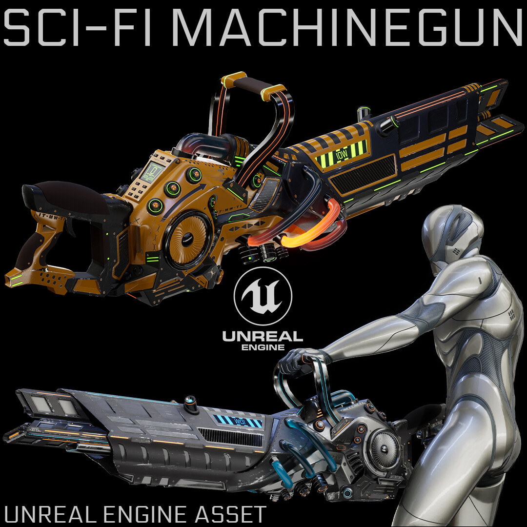 ArtStation - Sci-Fi Machine Gun | UNREAL ENGINE 5 ASSET