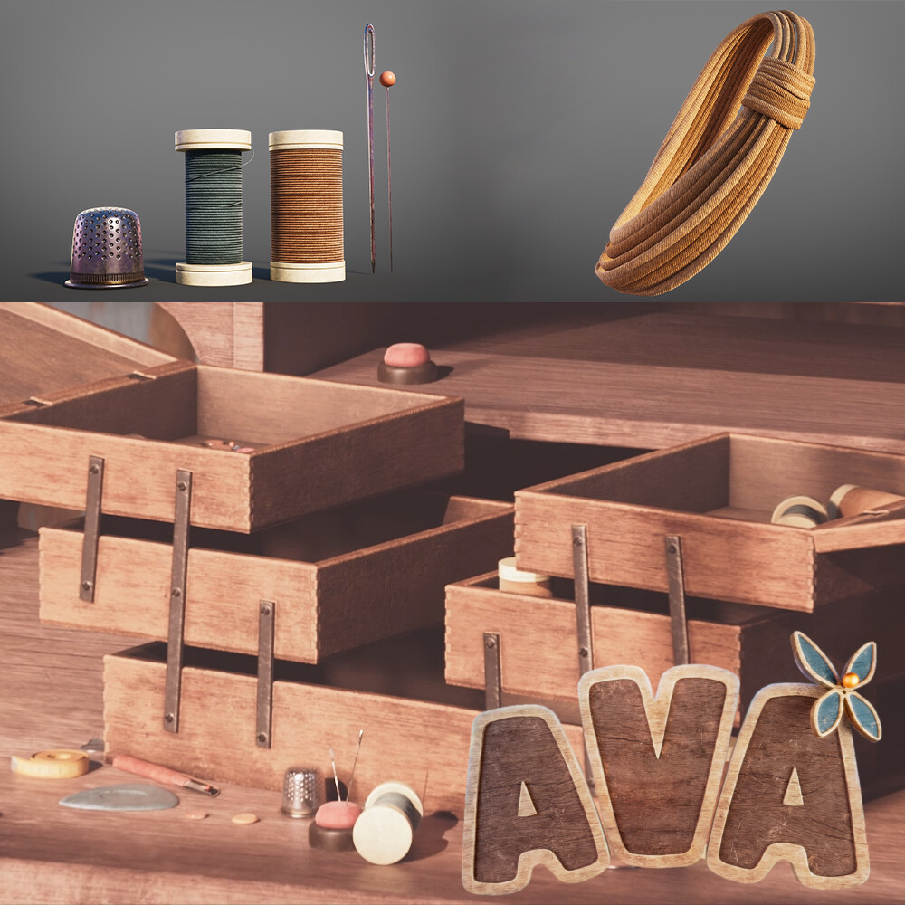 ArtStation - AVA - Sewing box and utilities textures and shading