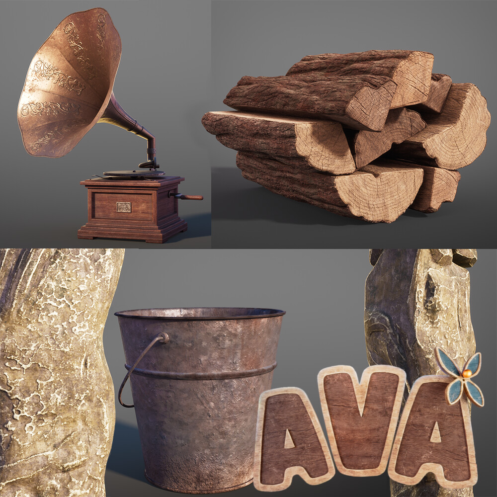 ArtStation - AVA - Multiple props texturing and shading