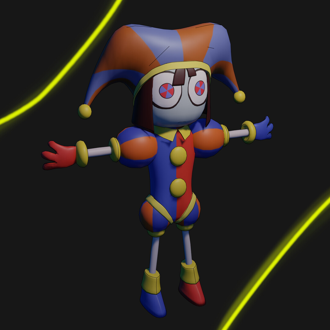 ArtStation - Pomni characrer .| Low poly model .| 8.000 Tris