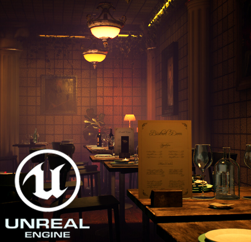 ArtStation - French Bistro Relighting - Speakeasy Bar