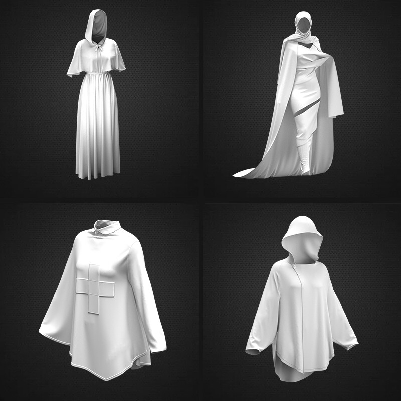ArtStation - 17 BASIC WOMEN'S CAPES / ZPRJ + OBJ + FBX / Marvelous + Clo3d