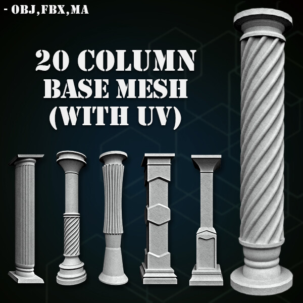 ArtStation - 20 Column Base Mesh ( with UV)