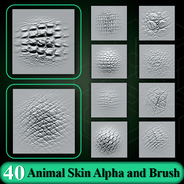 ArtStation - 40 Animal Skin Alpha and Brush