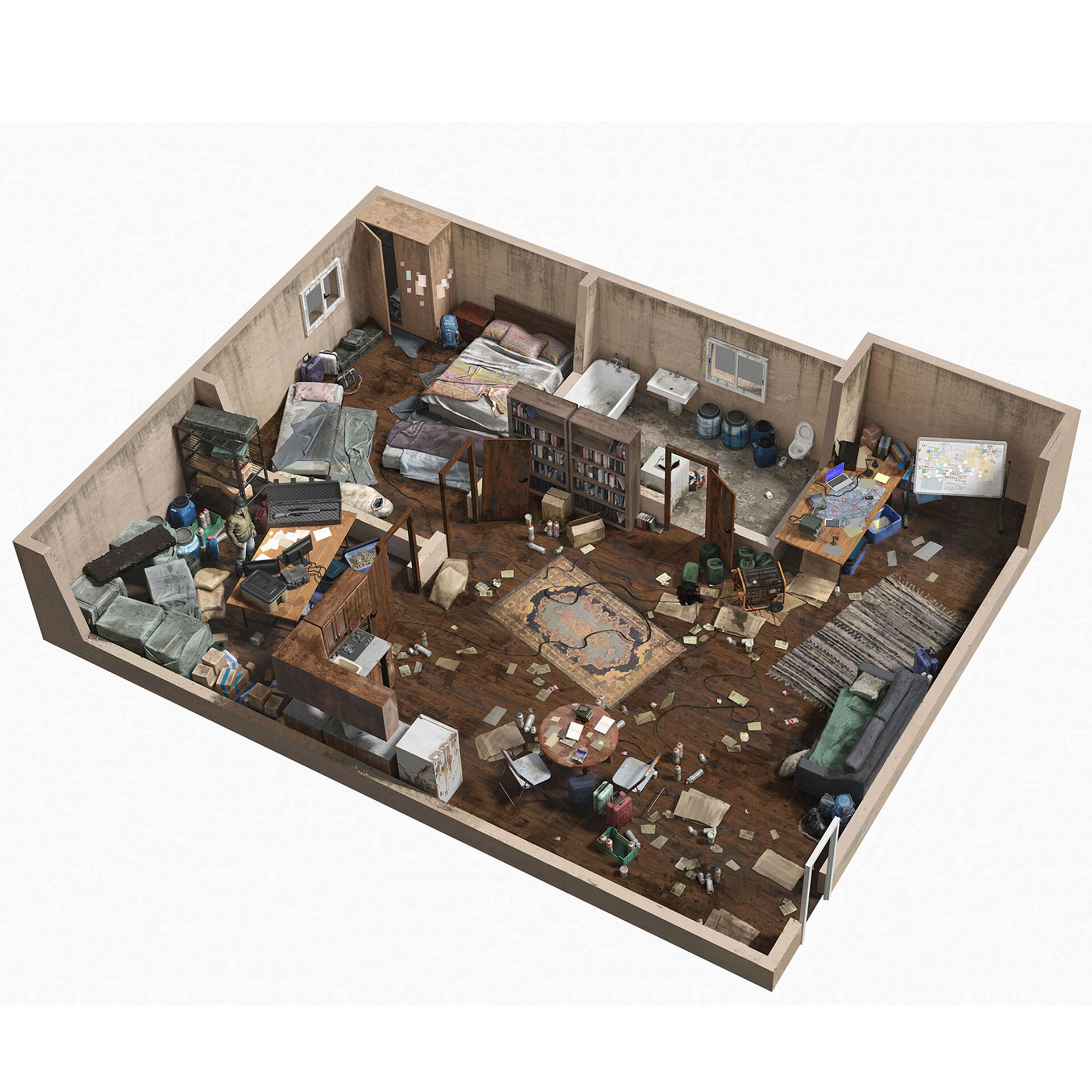 ArtStation - Post apocalyptic interior apartment