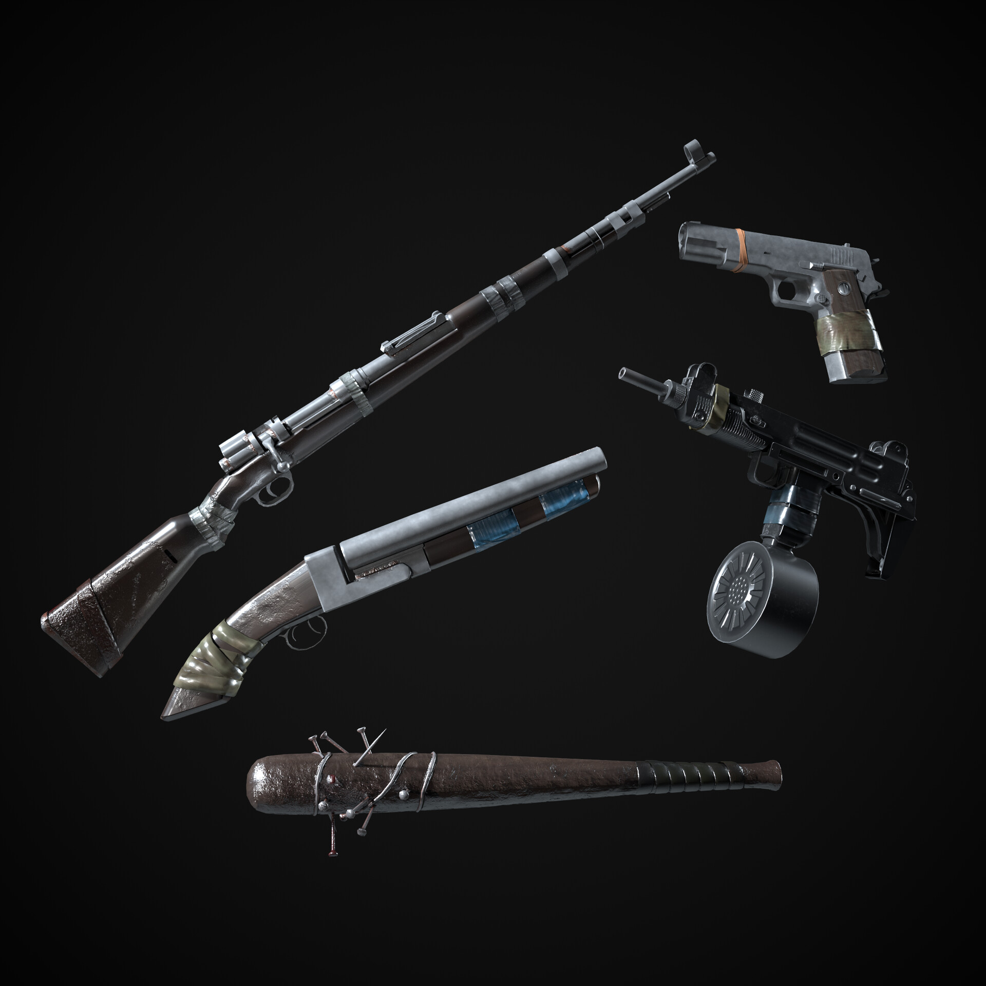 ArtStation - Realistic Post apocalyptic Guns