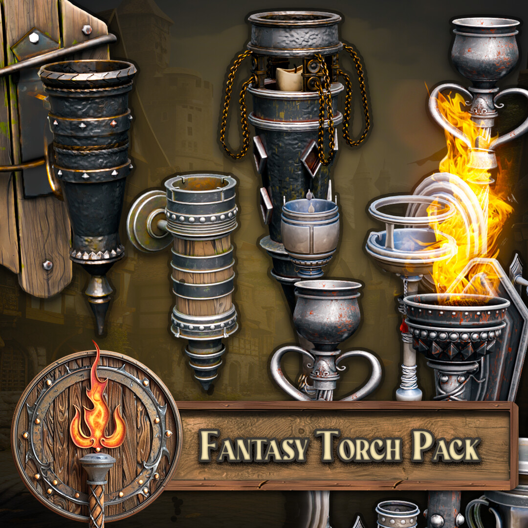 ArtStation - Blender 20 Massive Fantasy Torches Asset Pack