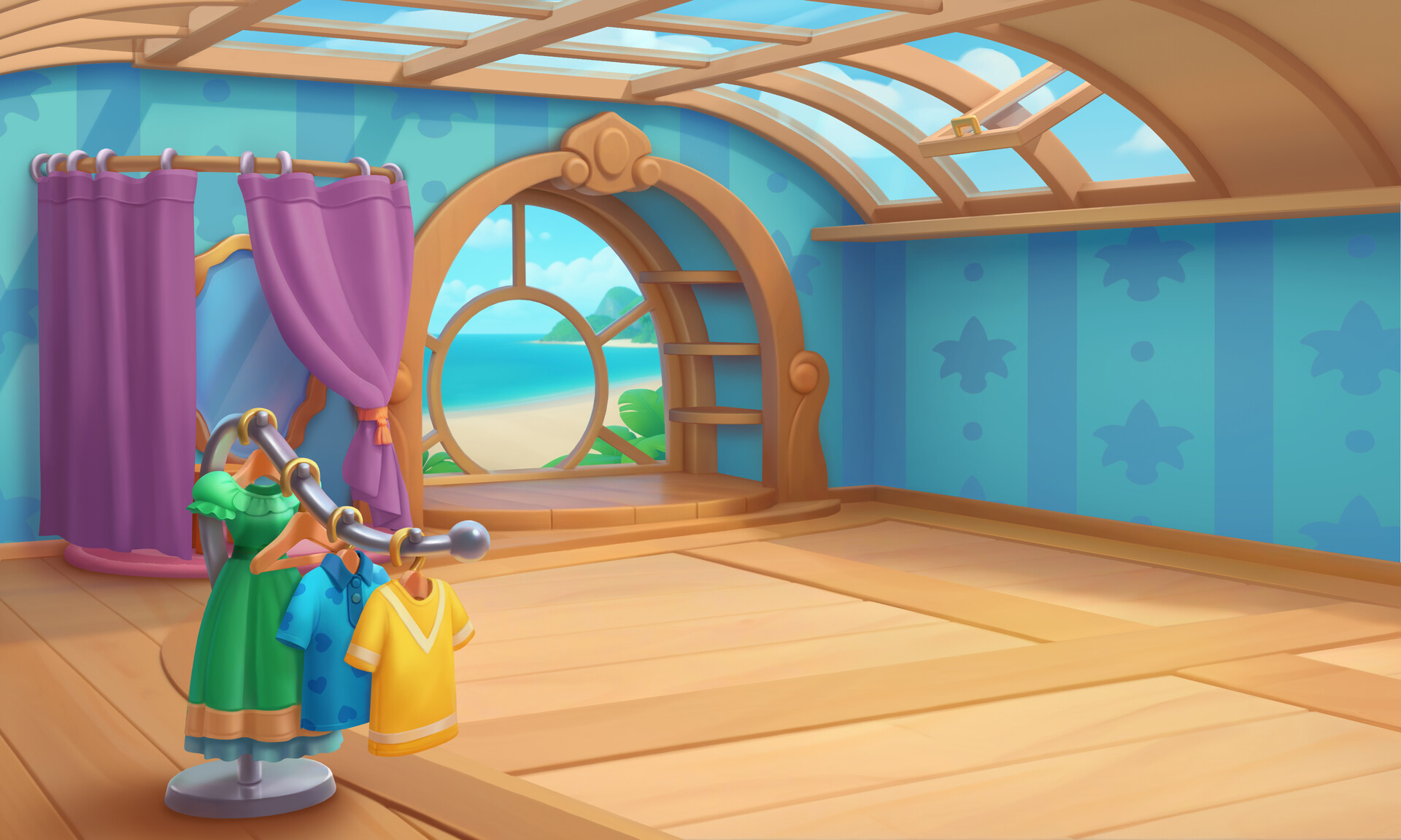 ArtStation - fitting room and clothes rail