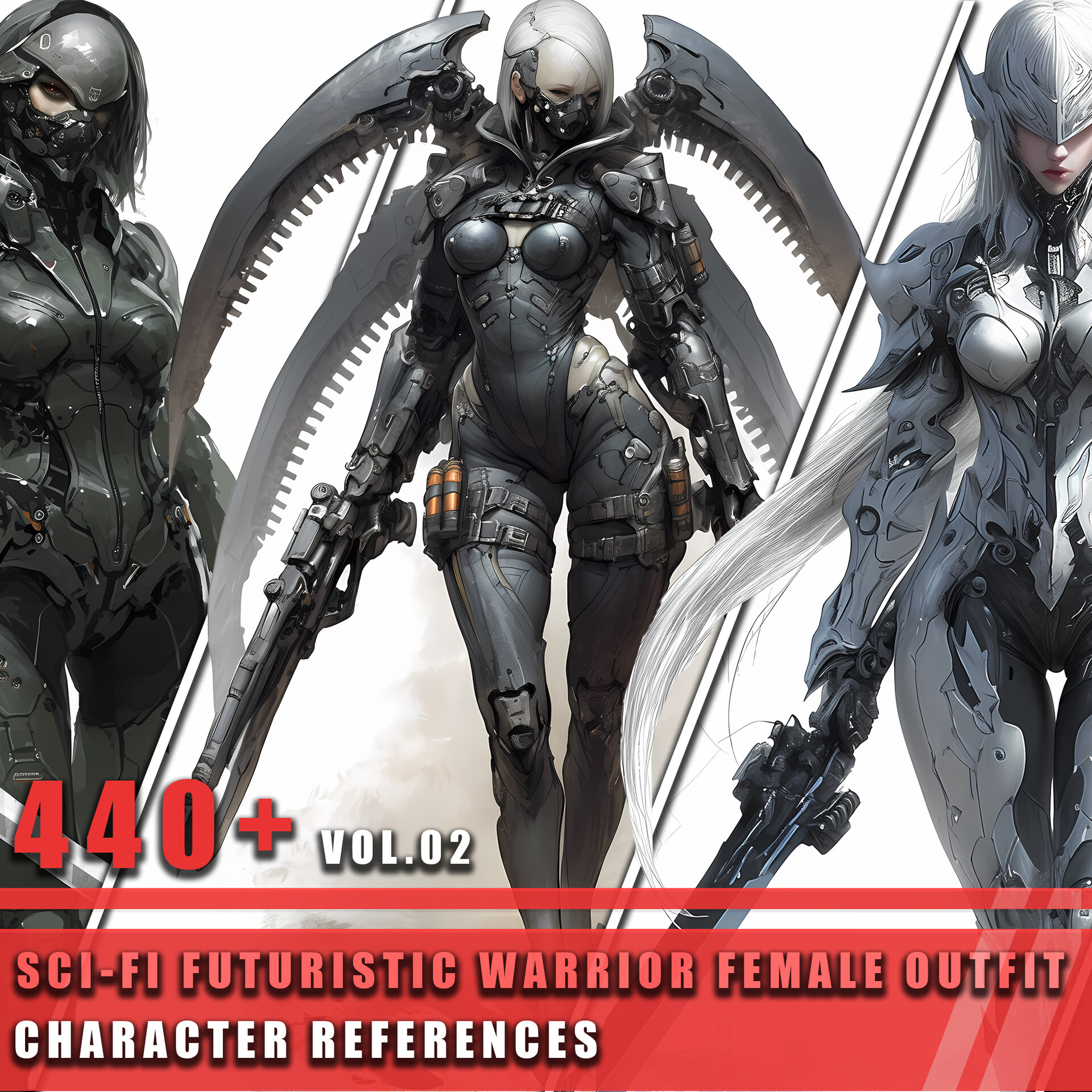 WaterLaw's Studio - 440+ Sci-Fi Futuristic Warrior Female Outfit - Character References Vol.02