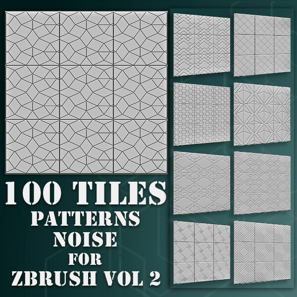 ArtStation - 100 Tiles Patterns Noise for Zbrush Vol 2