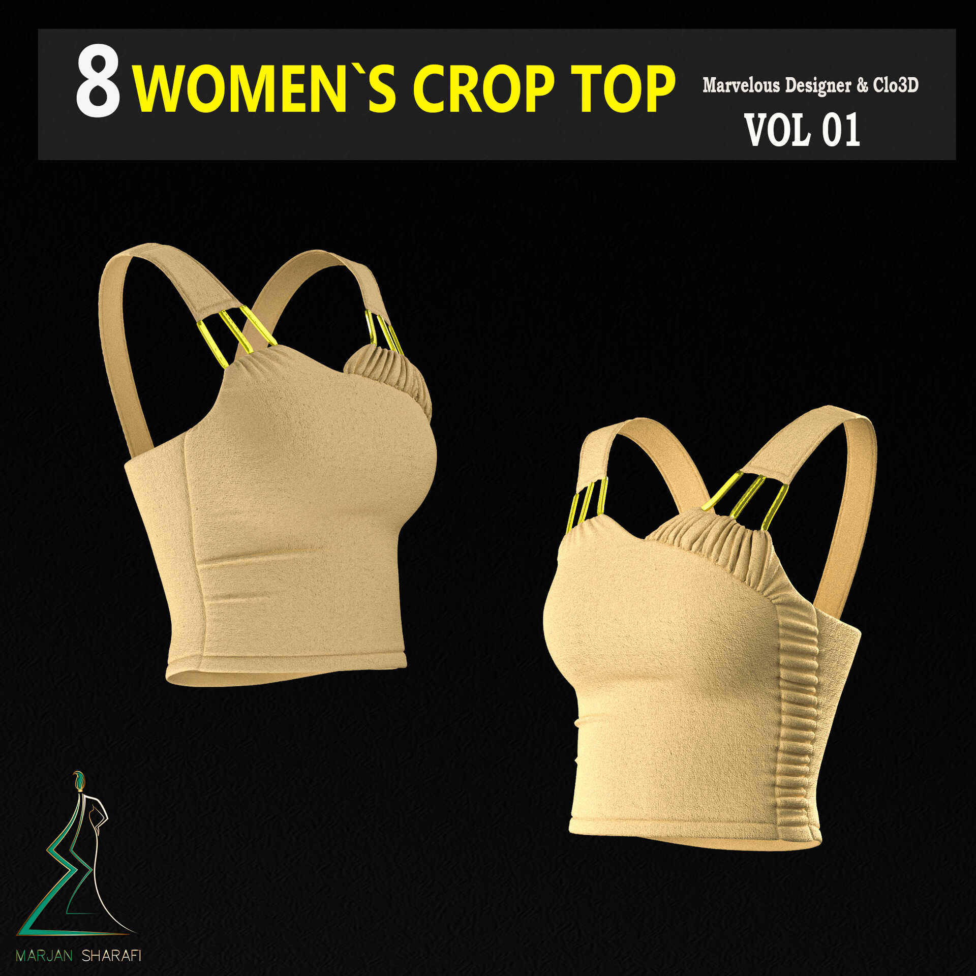 ArtStation - 8 WOMEN`S CROP TOP MODELS VOL1 (CLO3D & MARVELOUS DESIGNER ...